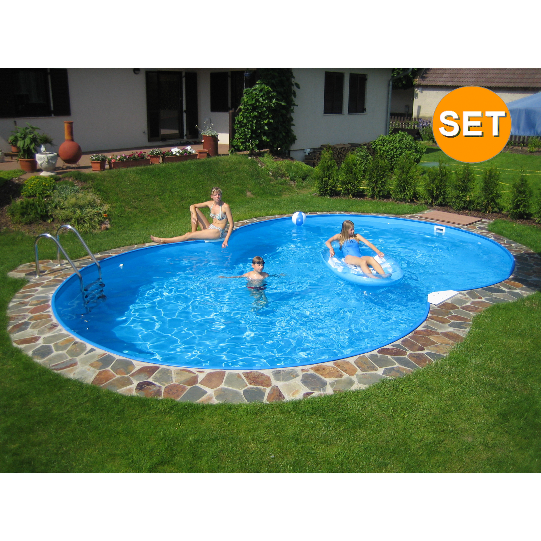 FAMILY Achtform Pool 650 X 420 X 120 Cm Komplettset FAMILY Achtform Pool 650 X 420 X 120 Cm Komplettset
